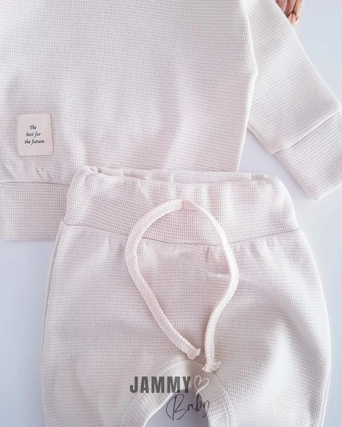 Boris Waffle Textured 2- Piece Set-CREAM – Jammy Baby Lebanon